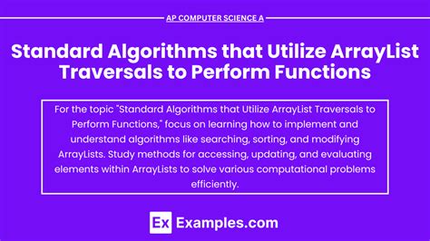 Unit 73 Standard Algorithms That Utilize Arraylist Traversals To Perform Functions Notes