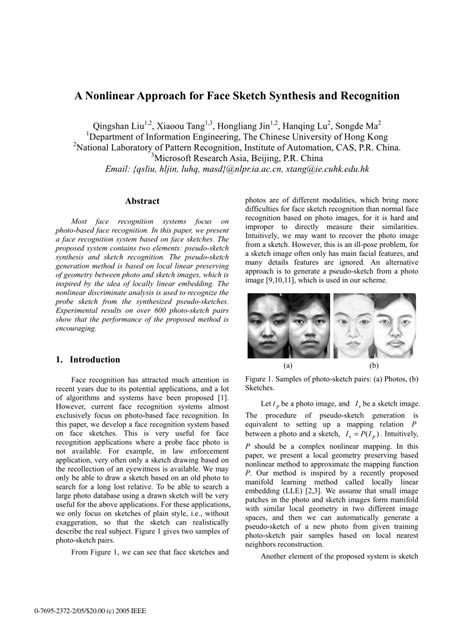 Pdf A Nonlinear Approach For Face Sketch Synthesis And Recognition