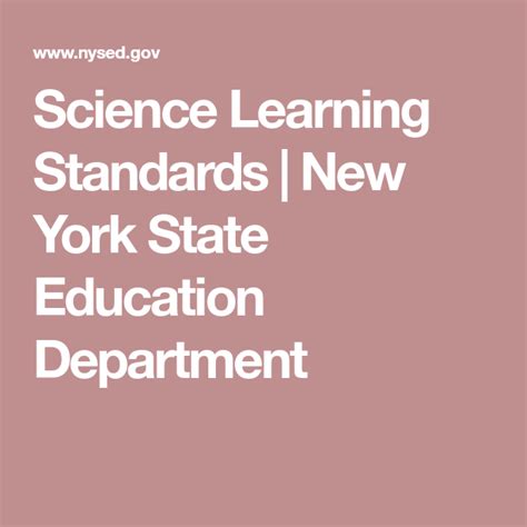 Science Learning Standards New York State Education Department