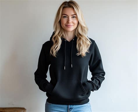 Realistic Black Hoodie Mockup Featuring A Model For Apparel Branding