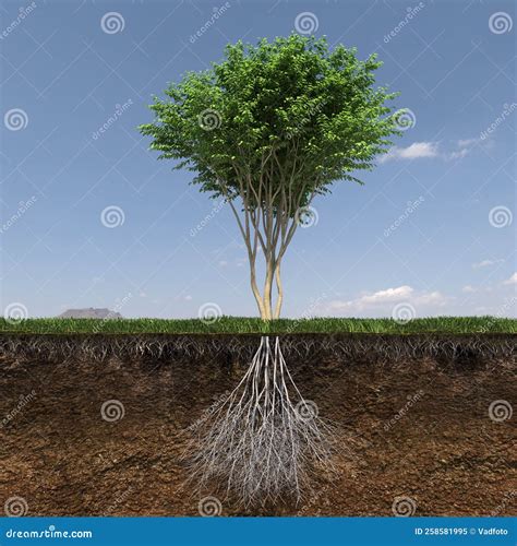 Tree With Strong And Deep Roots D Render Stock Illustration
