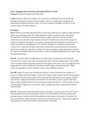 Mapping Electrostatic Potential Electric Fields Lab Practice Course Hero