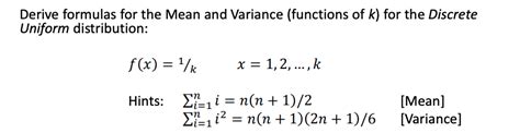 Solved Derive Formulas For The Mean And Variance Functions Chegg