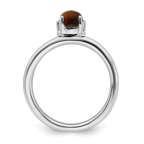 Sterling Silver Stackable Expressions Tigers Eye Rhodium Plated Ring
