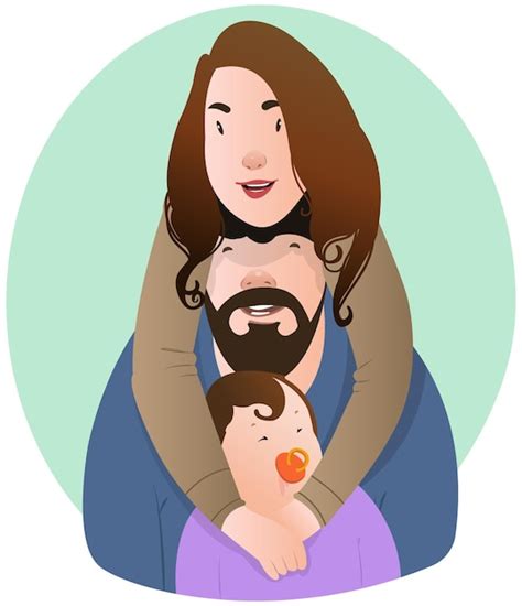 Ilustração De Retrato De Família Casal Vetor Premium
