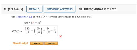 solved use theorem 7 1 1 to find ℒ{f t } write your
