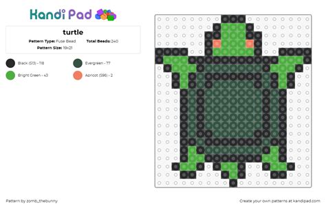 Turtle Fuse Bead Pattern Kandi Pad Kandi Patterns Fuse Bead