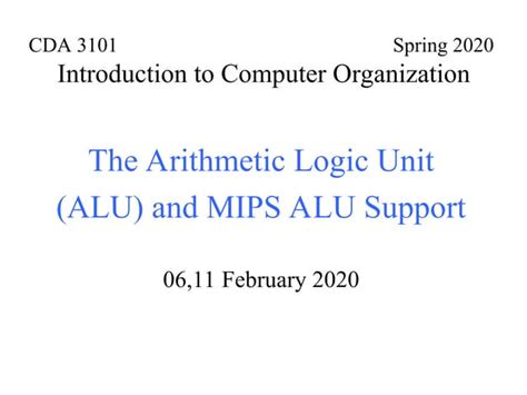 Design Of Alu In Computer Architecture Pptx