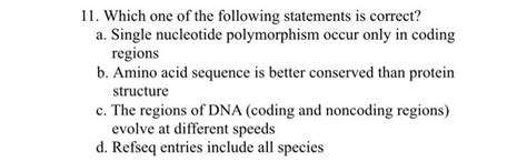 solved 11 which one of the following statements is correct