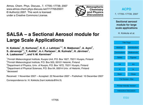 Pdf Salsa ─ A Sectional Aerosol Module For Large Scale Applications