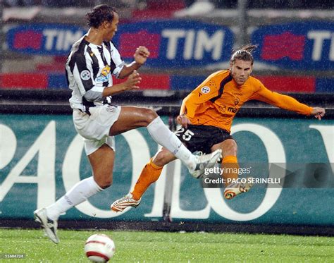 Juventus French Defender Jonathan Zebina Fights For The Ball With As