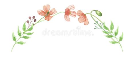Watercolor Poppy Garland Wreath Leaf Spring Summer Arch Wedding Leaves