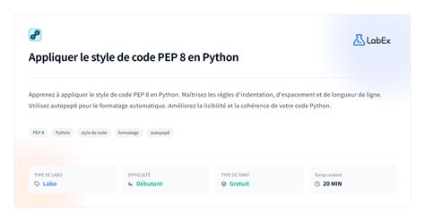 Appliquer Le Style De Code Pep 8 En Python Labex