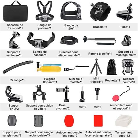 Wozwe® 50 En 1 Kit Daccessoires Pour Caméra Daction Compatible Avec Gopro Dji Osmo