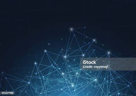 입자 큰 데이터 공간에서 추상적인 기술 블루 빛나는 연결 컴퓨터 생성 추상적인 배경 벡터 일러스트 레이 션 Vpn에 대한 스톡 벡터 아트 및 기타 이미지 Istock