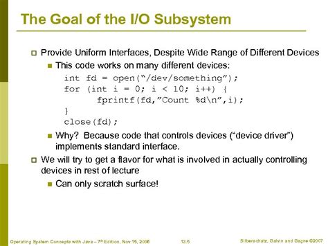 Chapter 13 I O Systems Operating System Concepts With