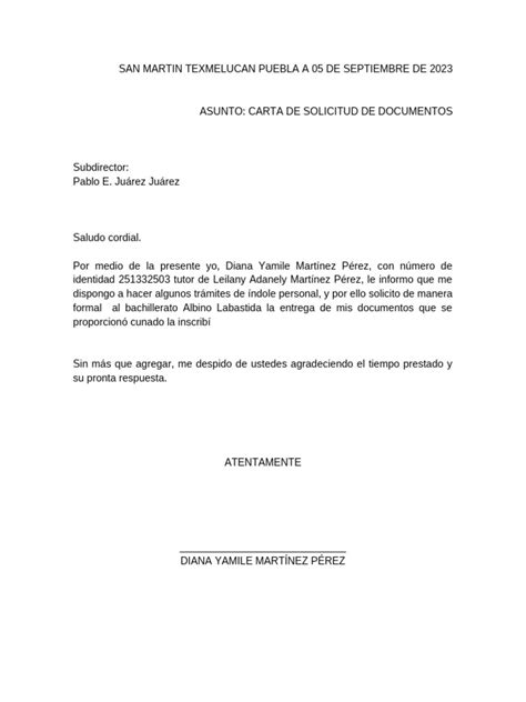 Solicitud De Documentos Personales Pdf