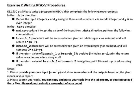 Solved Exercise 2 Writing Risc V Procedures E21 30 Pts Please
