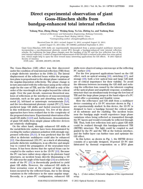 Pdf Direct Experimental Observation Of Giant Gooshänchen Shifts From
