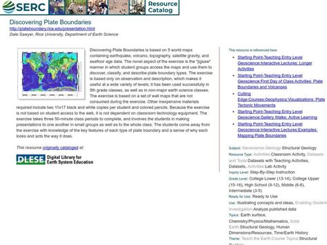 serc discovering plate boundaries lesson plan for 9th 10th grade lesson planet