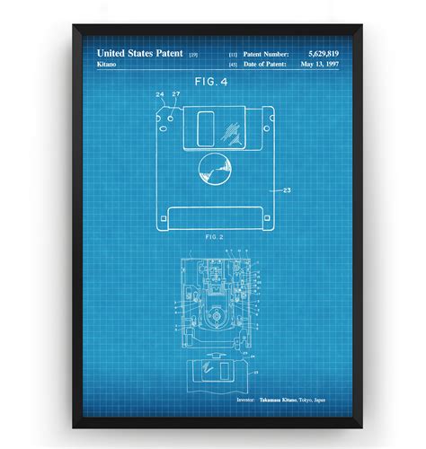 floppy disk 1997 patent print wall art poster computer office etsy uk