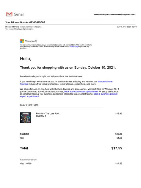 Your Microsoft Order 7165615009 2 Pdf Microsoft Windows 10