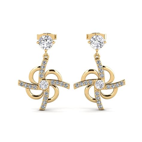 Order 05 Carat Round Cut 14ct Yellow Gold Diamond Womens Earring