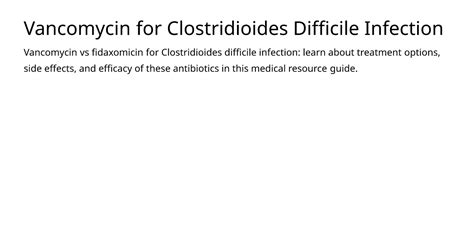 Vancomycin For Clostridioides Difficile Infection Meds Is