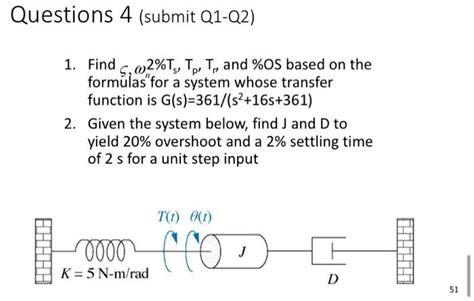 Solved Formulas For A System Whose Transfer Function Is
