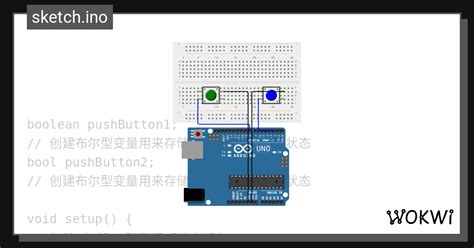 两个微动开关，同时或单按传输信号给2 8pin读取，再控制13pin的开关 Wokwi Esp32 Stm32 Arduino