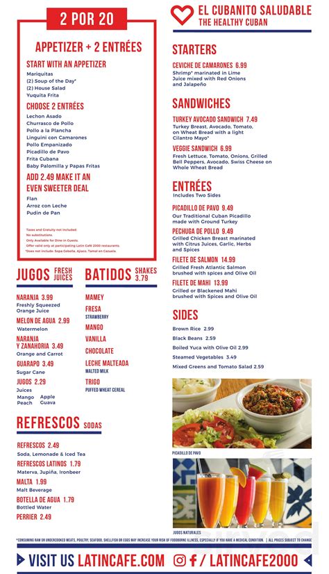 Latin Cafe 2000 Brickell Menus In Miami Florida United States