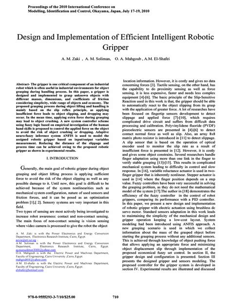 Design And Implementation Of Efficient Intelligent Robotic Gripper