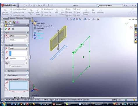 Exploring Extrude In Solidworks 2008 Extrude From Offset From Sketch