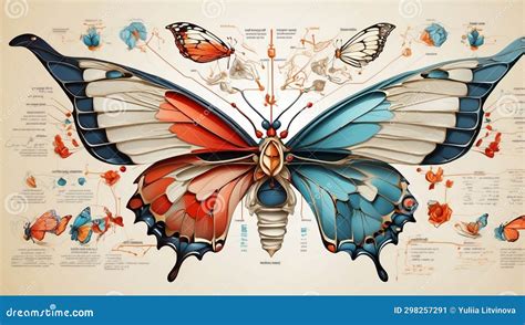 Detailed Image Of The Structure Of A Large Butterfly Stock