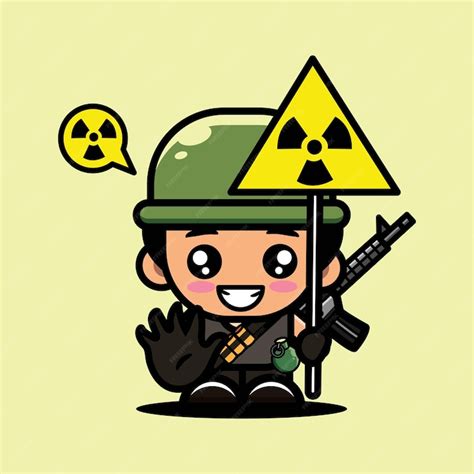 Premium Vector Warning Symbol Army Cute Character Design Illustration