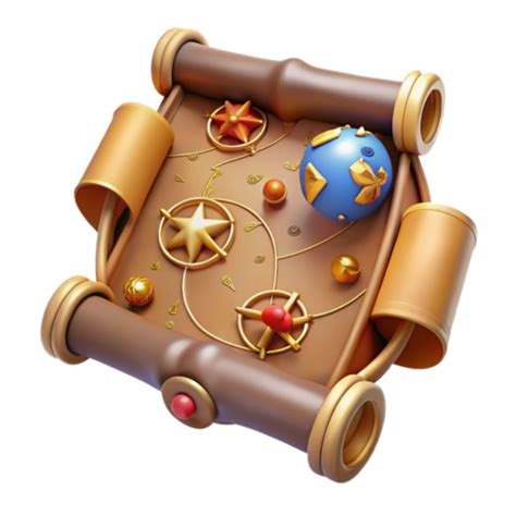 Celestial Scroll 3d Render Fantasy Game Asset Mystic Map Illustration