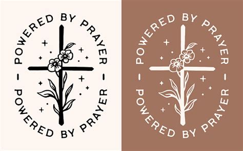 전원 의해기도 레터링 배지 로고 꽃 꽃 십자가 일러스트 카드 종교적인 기독교 여성 소녀 복고풍 Boho 미적 따옴표 셔츠 인쇄 성경에 대한 스톡 벡터 아트 및 기타 이미지