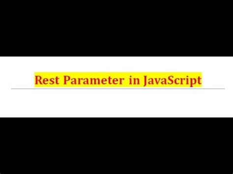 Rest Parameter Operator In JavaScript YouTube
