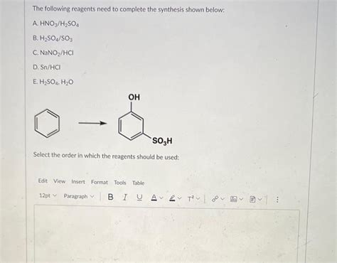Solved The following reagents need to complete the synthesis | Chegg.com