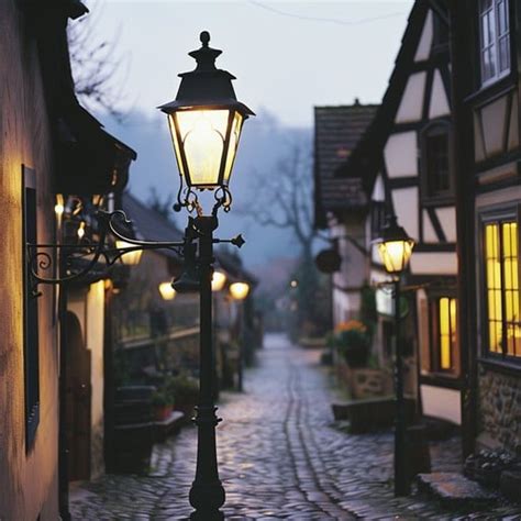 Vintage Street Light Fixtures Free Illuminated Evening Lamps Image