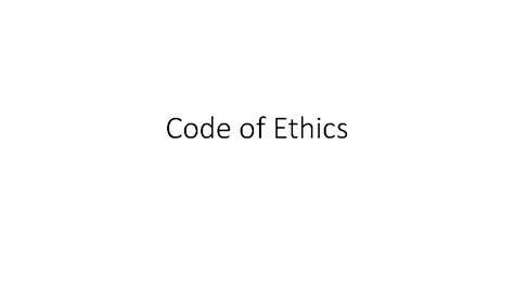 Code Of Ethics Definition A Code Of Ethics