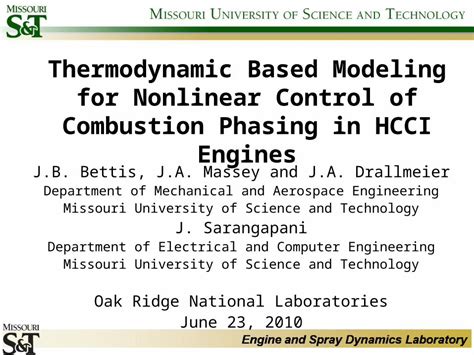 Ppt Thermodynamic Based Modeling For Nonlinear Control Of Combustion