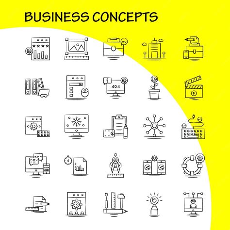 비즈니스 개념 인포그래픽 모바일 Uxui 키트 및 인쇄 디자인에 대한 손으로 그린 아이콘 설정 달러 돈 동전 통화 규모 컵 음료 차 컬렉션 현대 인포그래픽 로고 및 그림