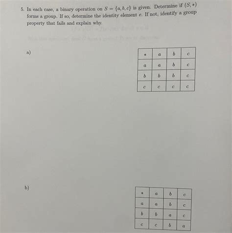 Solved In Each Case A Binary Operation On S A B C Is Chegg