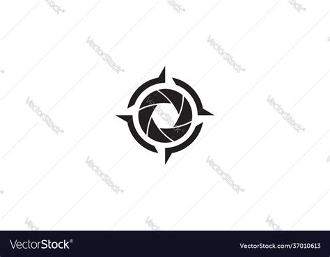 Arrow Compass With Shutter Camera Logo Symbol Vector Image
