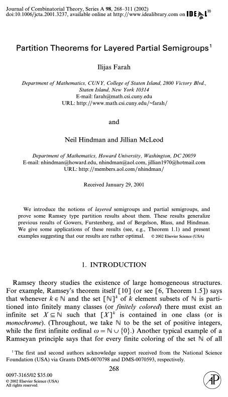 Pdf Partition Theorems For Layered Partial Semigroups Dokumentips