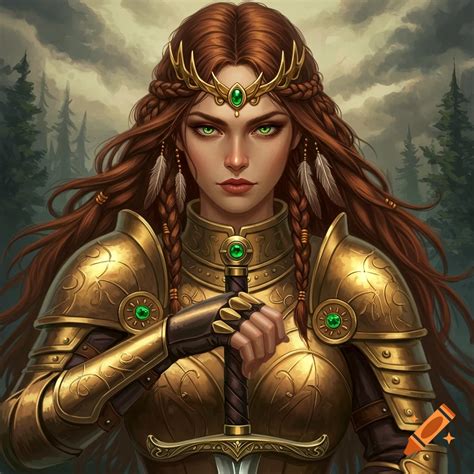 Portrait Of A Serious Scandinavian Female Warrior Created On Craiyon
