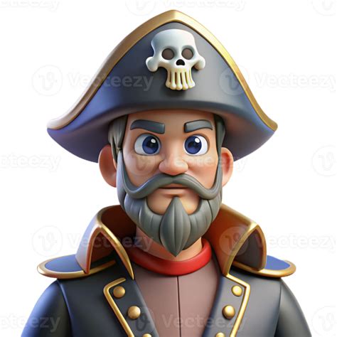 Serene Rustic 3d Cartoon Pirate Captain Illustration Professional 56672310 Png