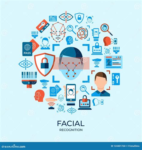 Digital Vector Facial Recognition Icons Set Stock Illustration Illustration Of Phone