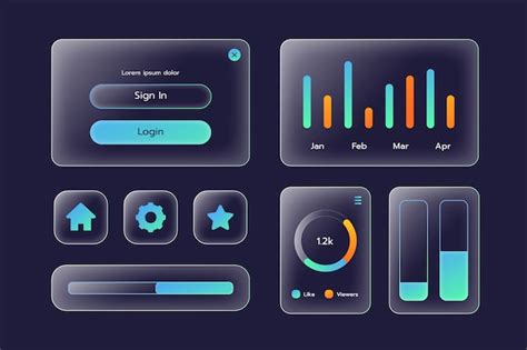 Premium Vector Gradient Glassmorphism Effect Ui Elements Collection Premium Vector Gradient Glassmorphism Effect Ui Elements Collection